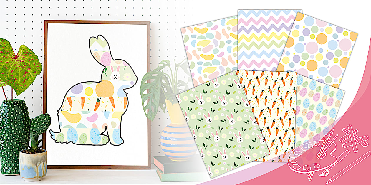 Easter Bunny Cut Out Template Pattern Collage Activity