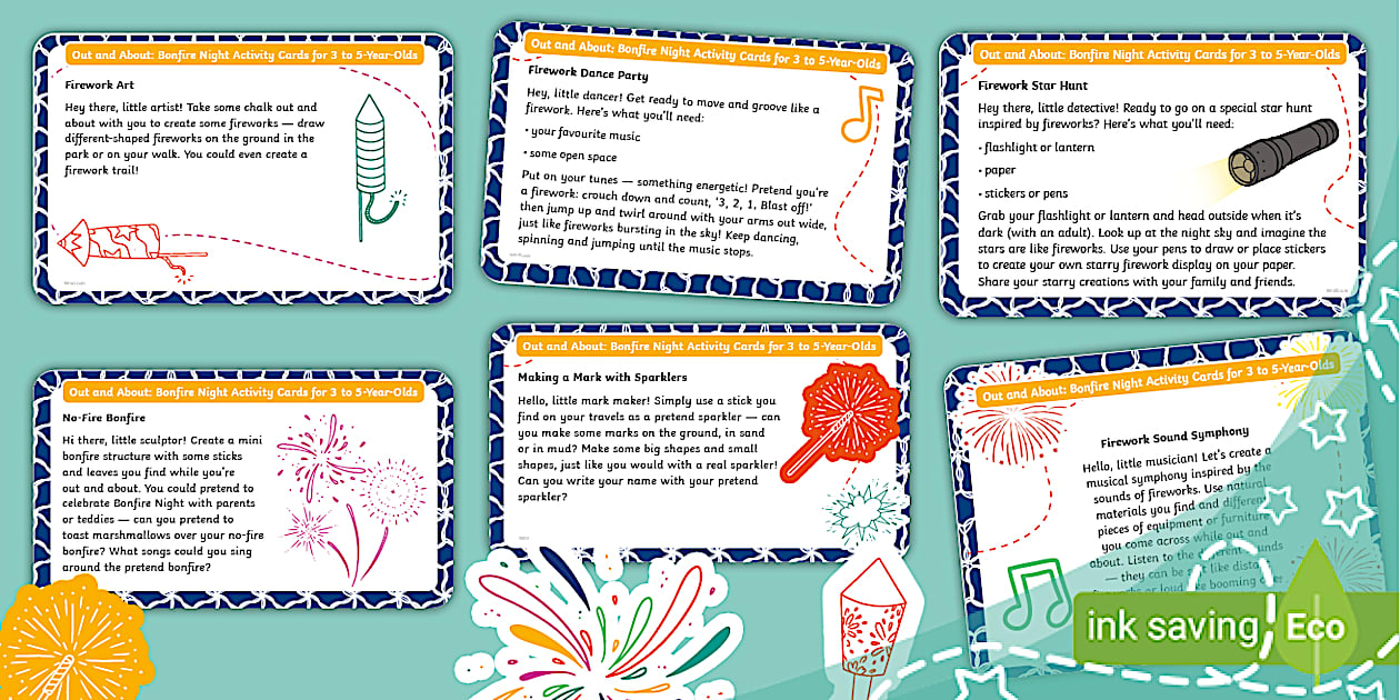 Bonfire Night Activity Cards for 3 to 5-Year-Olds - Twinkl