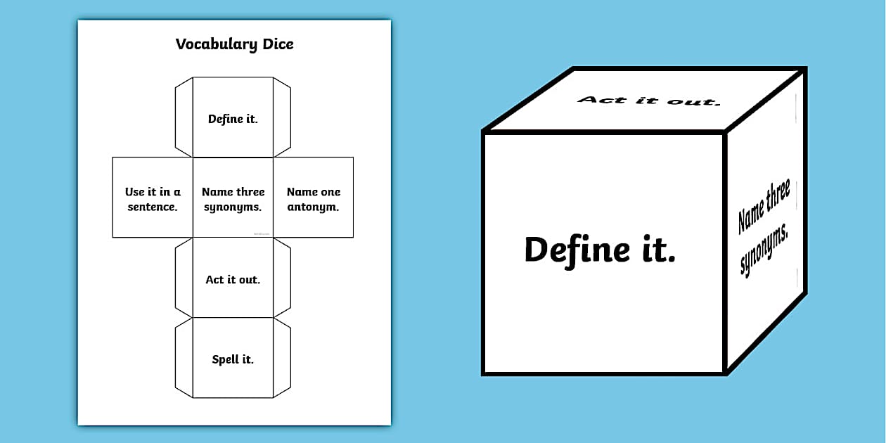 Vocabulary Practice Dice Net (teacher made) - Twinkl