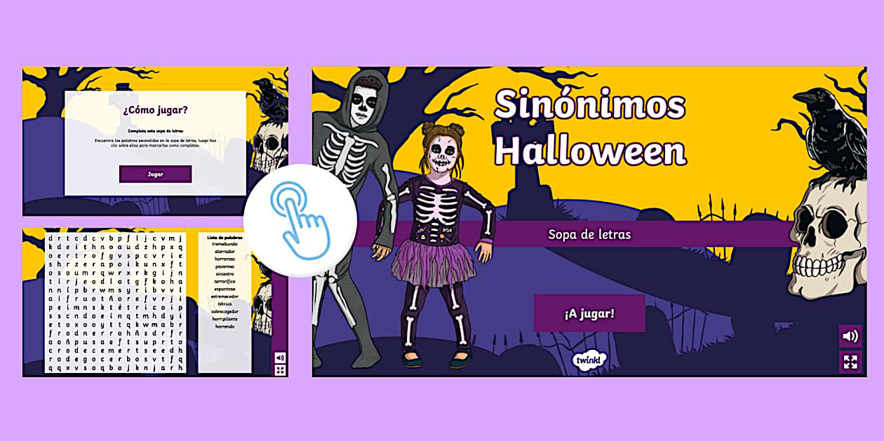 Sopa de letras interactiva: Sinónimos - Halloween - Twinkl Go