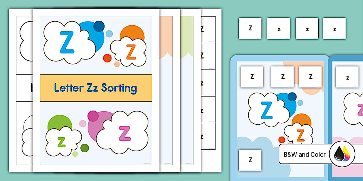Letter Zz Sorting File Folder Activity Worksheet - Twinkl