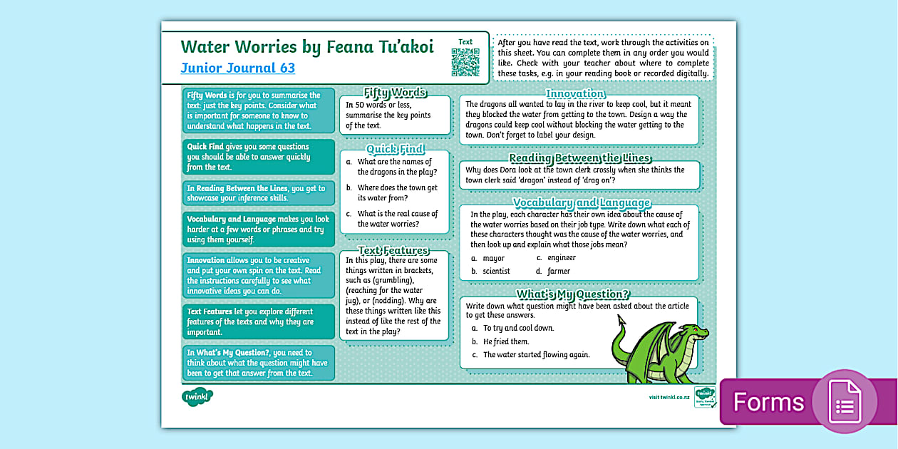 Junior Journal 63 August 2022: Water Worries Play Follow-Up