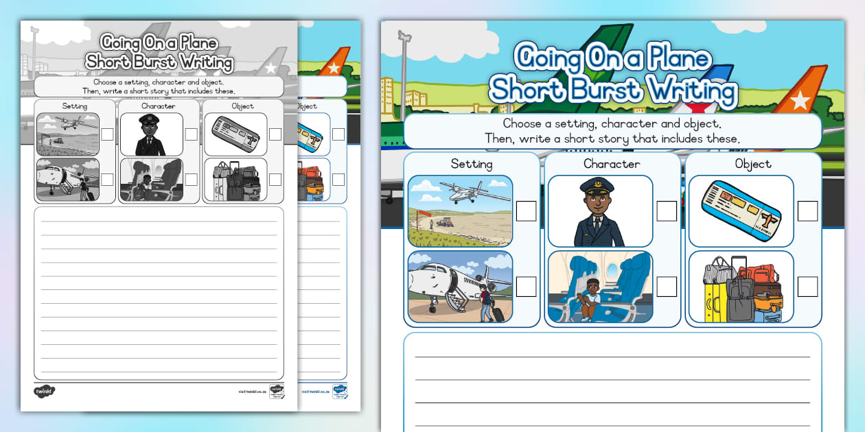 Going on a Plane Short Burst Writing Template (teacher made)