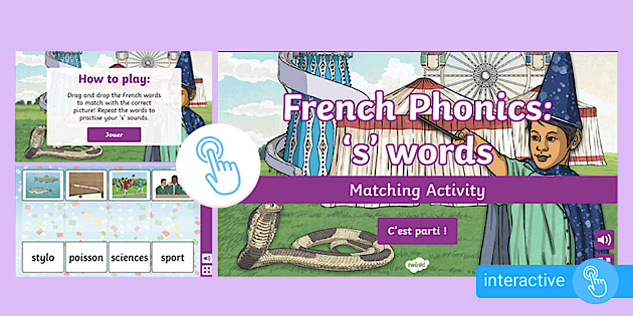👉 French Phonics: 's' words Interactive Matching Game