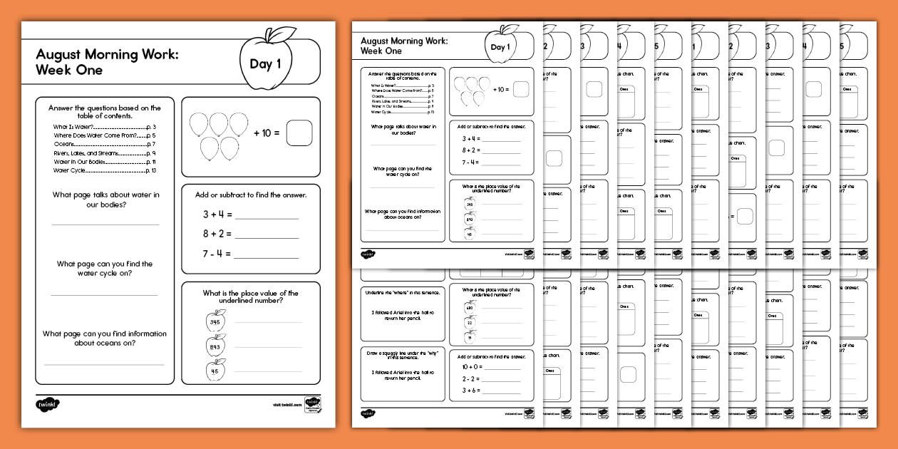 Second Grade August Morning Work Bundle (teacher made)