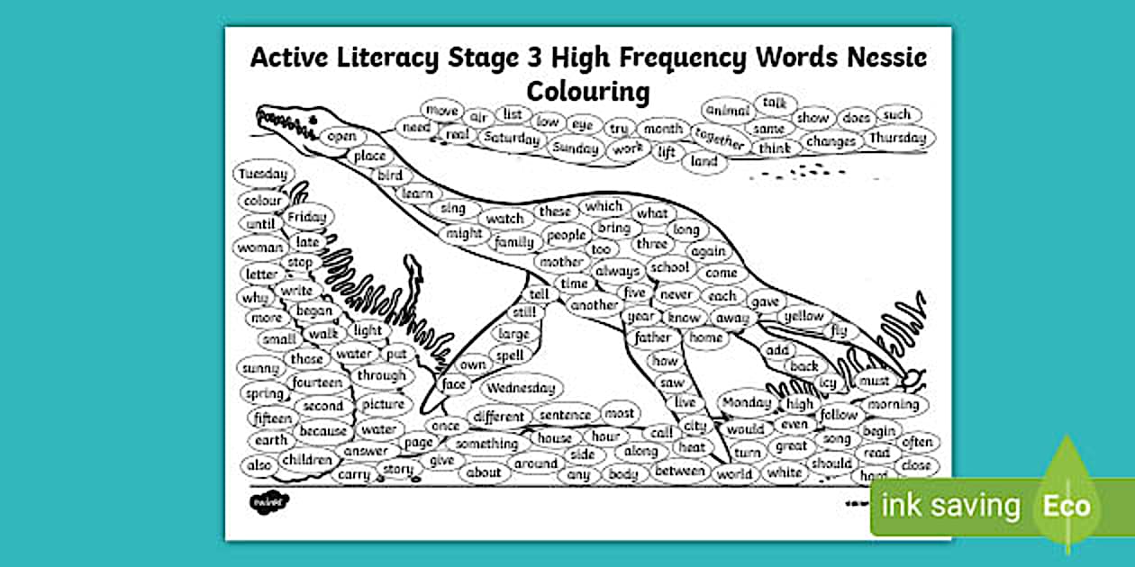 Loch Ness Monster Active Literacy Colouring Sheet - Twinkl