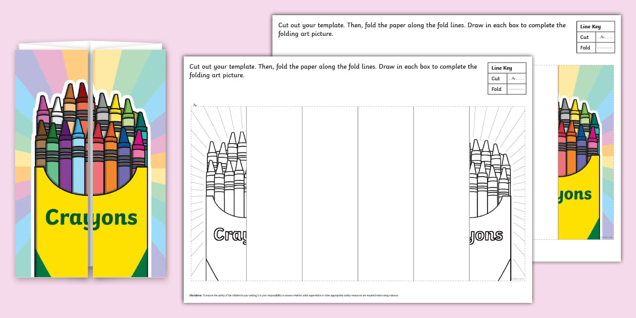 Crayons Folding Art Template (teacher made) - Twinkl