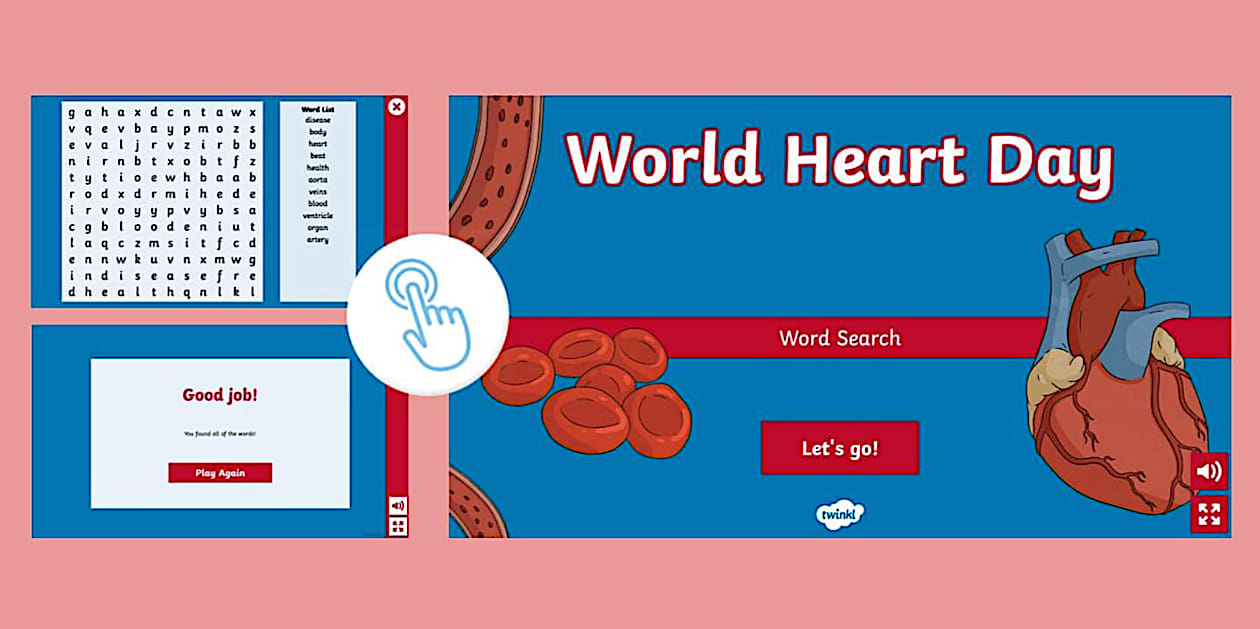Interactive World Heart Day Word Search for Kids: Download!