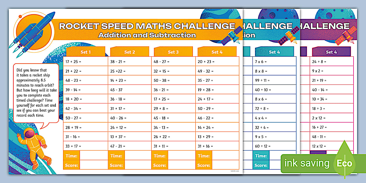 Rocket Speed Maths Challenge (teacher made) - Twinkl