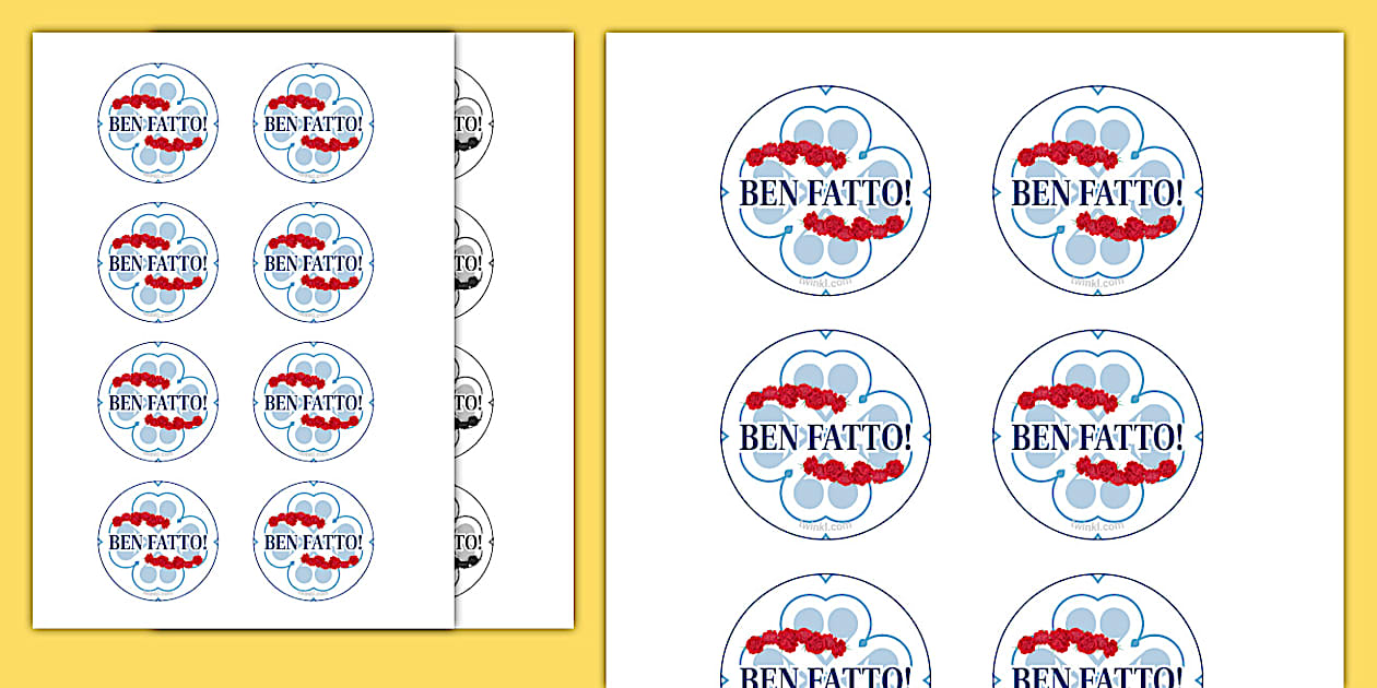 * NEW * Adesivi: Ben Fatto (teacher made) - Twinkl