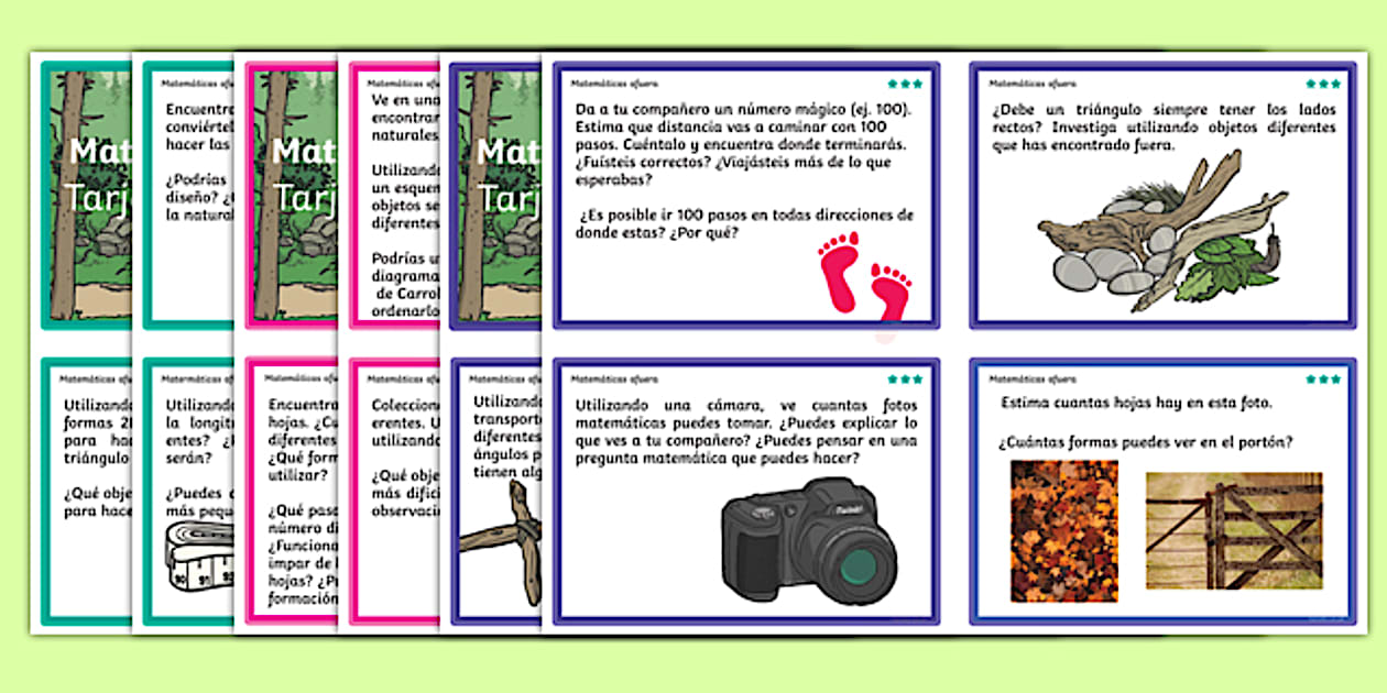 Outdoor Maths Challenge Cards Spanish