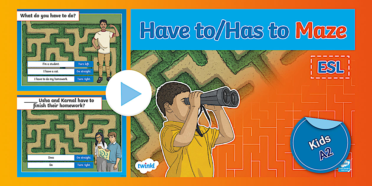 ESL Have to/Has to Maze Game for Beginners (teacher made)