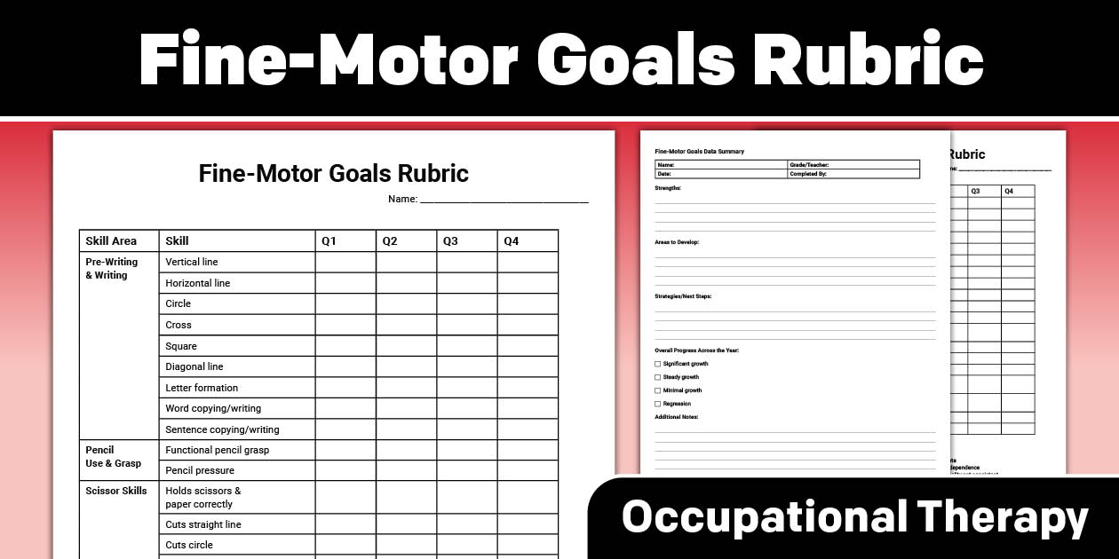 Fine-Motor Goals Rubric for OT Data Collection and Progress Tracking