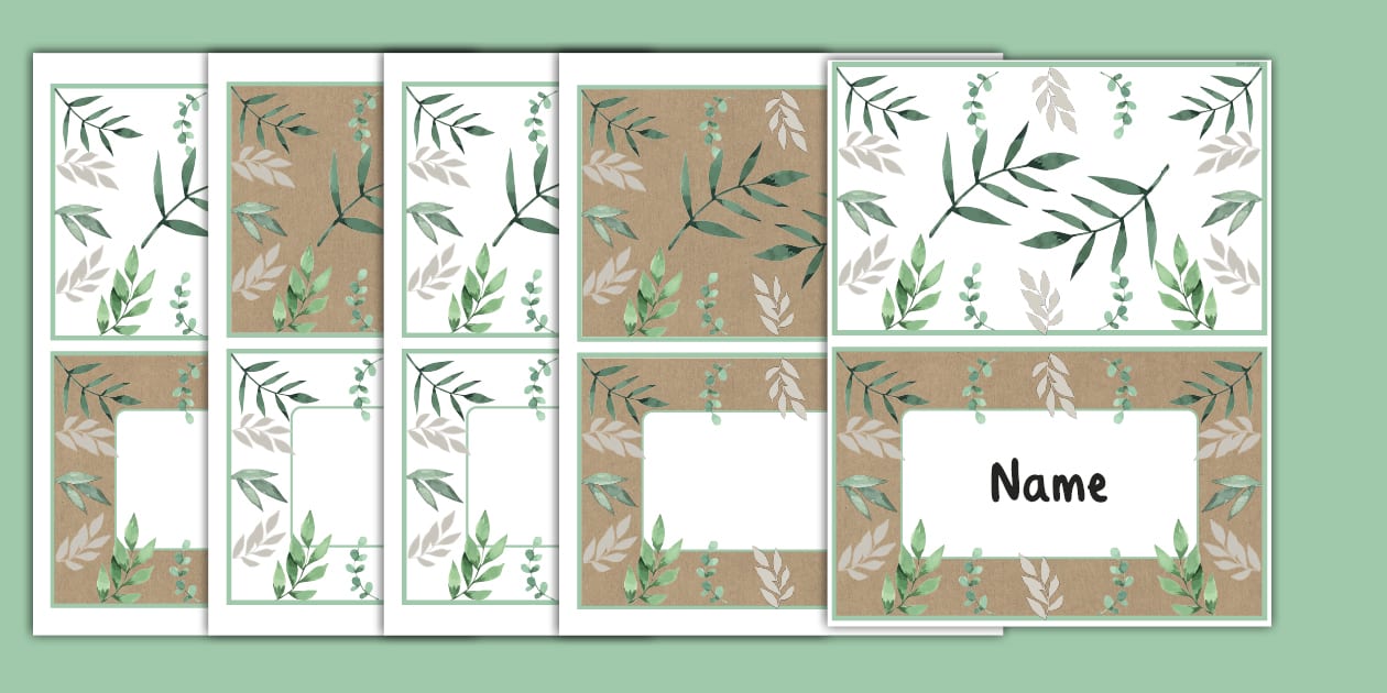 Muted Botanical Themed Name Tents (teacher made) - Twinkl