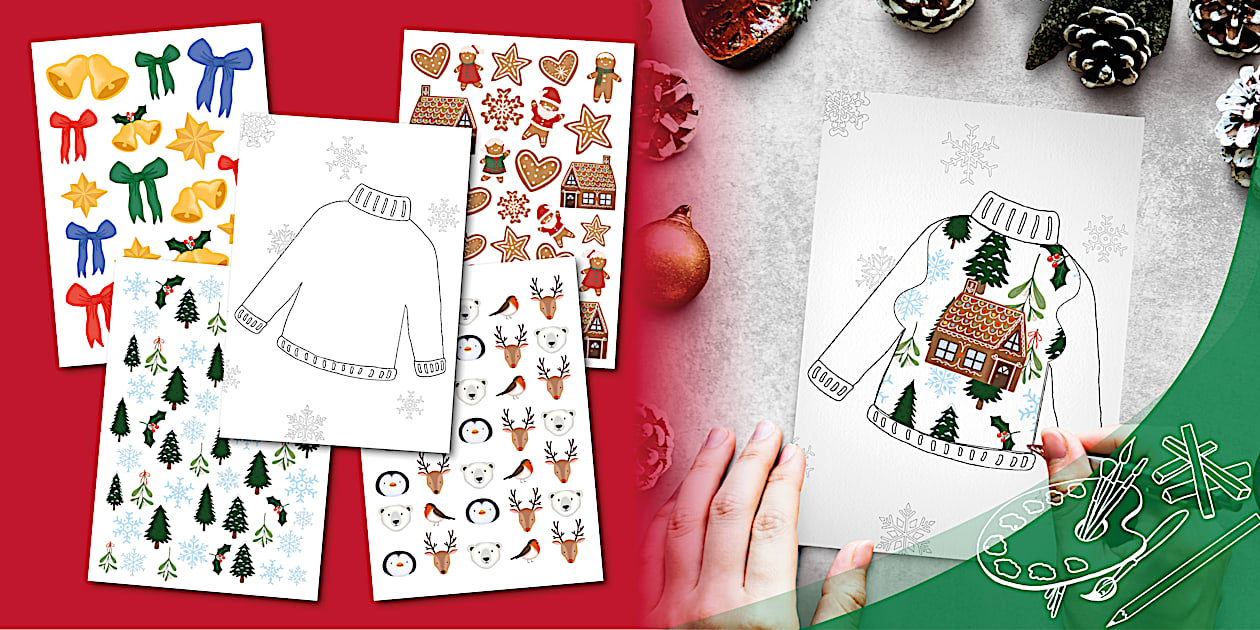 Design Your Own Christmas Jumper Collage Activity Pack
