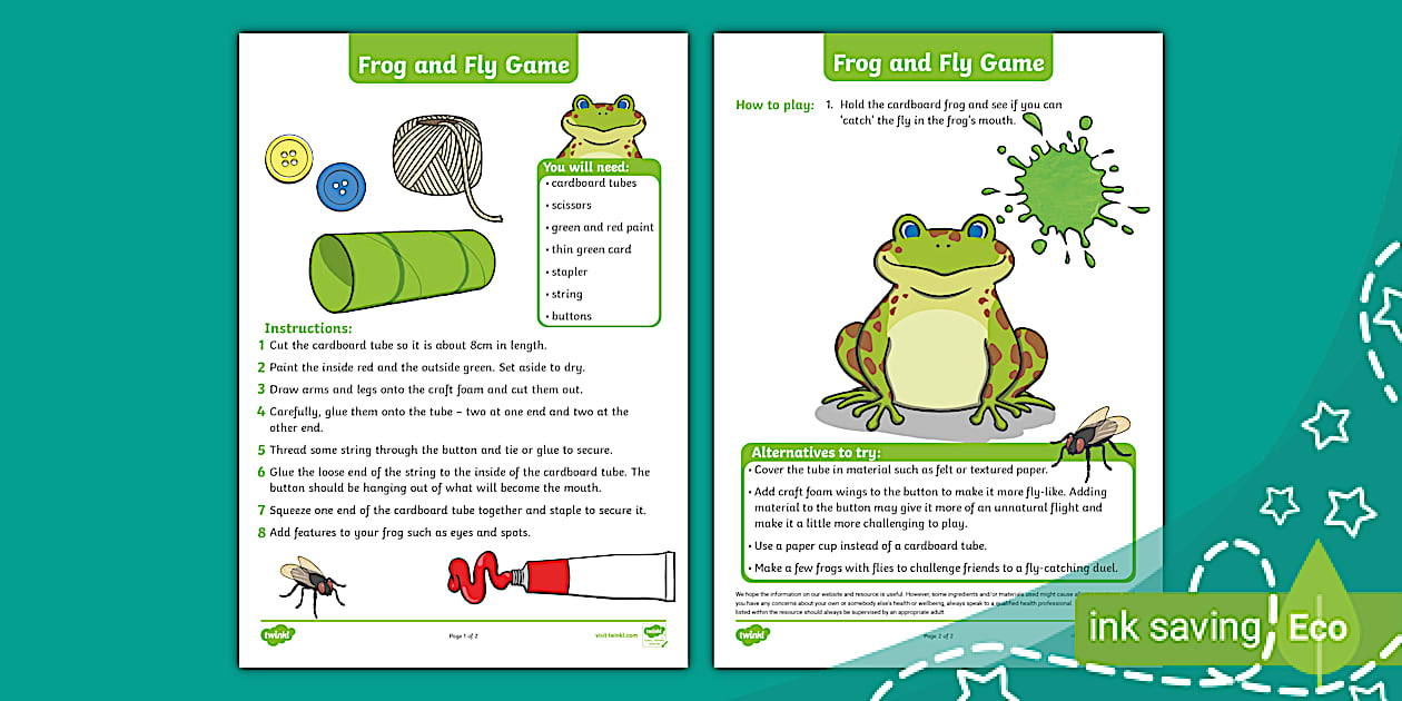 Printable Frog and Fly Craft Instructions and Game - Twinkl