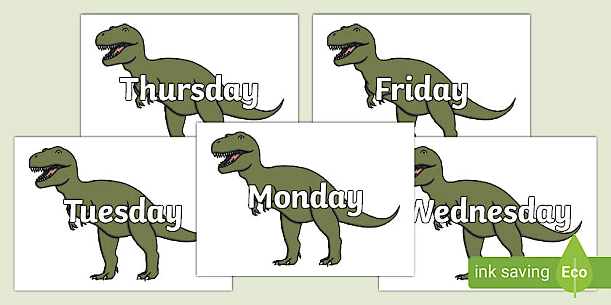 Days of the Week on T Rex Dinosaurs (teacher made) - Twinkl