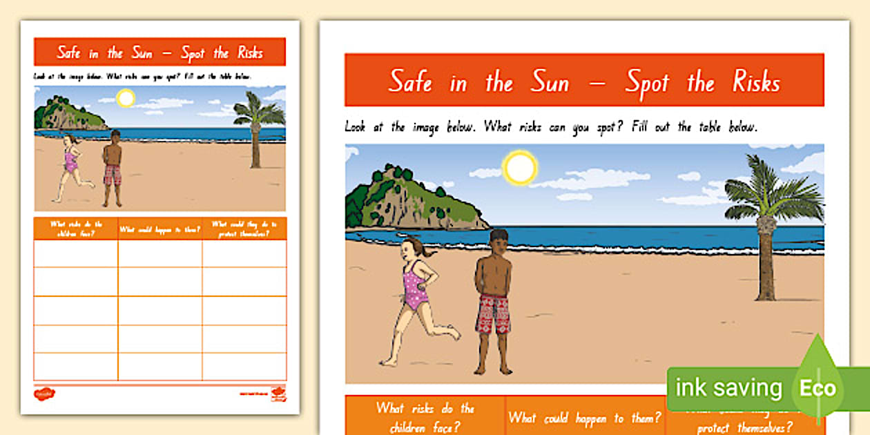 Safe in the Sun Worksheet (teacher made) - Twinkl