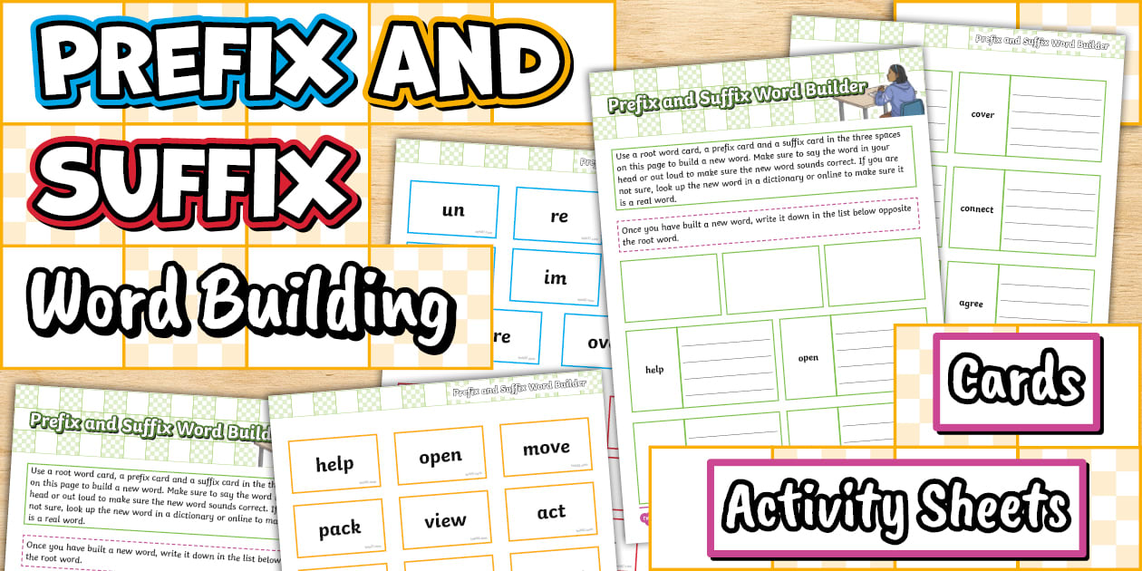 Prefix and Suffix Word Builder Cards and Activity Sheet