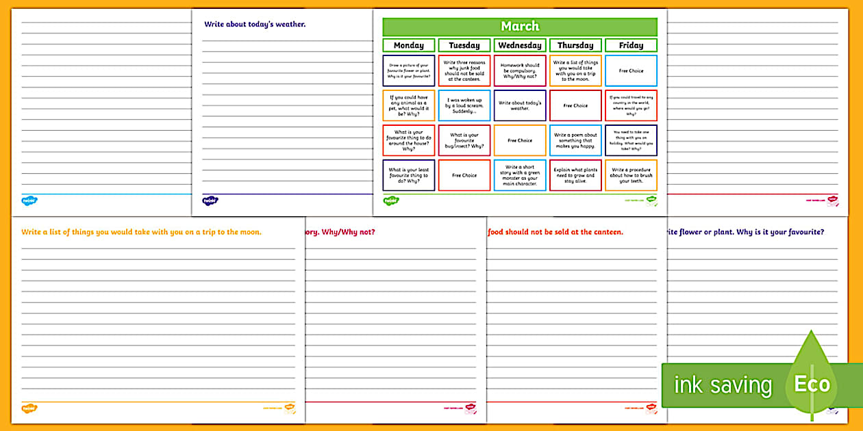 SA March Writing Prompts Display Calendar (teacher made)