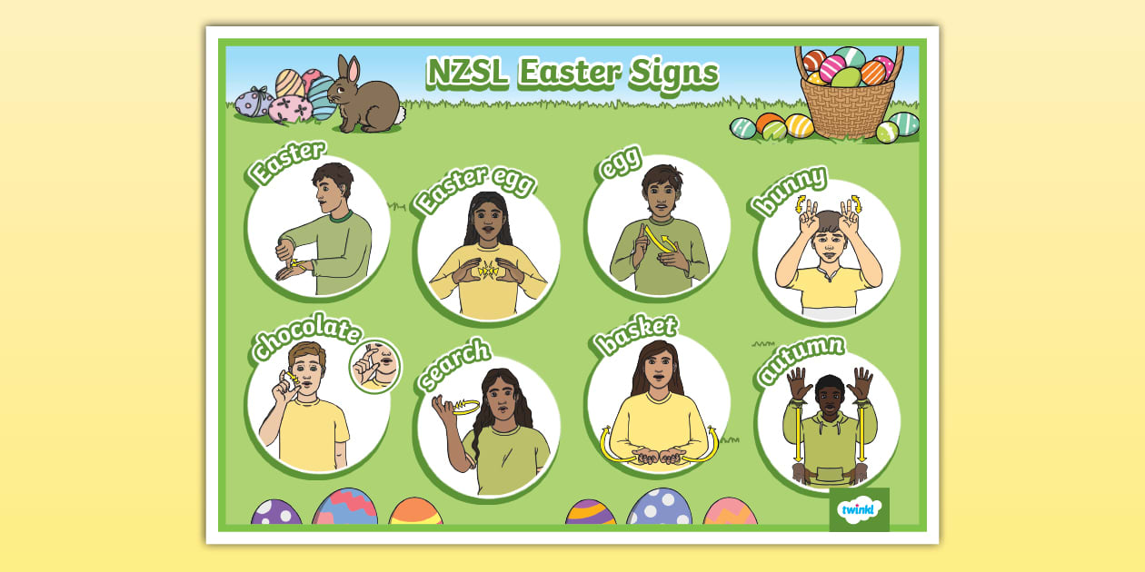 NZSL Easter Signs Poster (Teacher-Made) - Twinkl