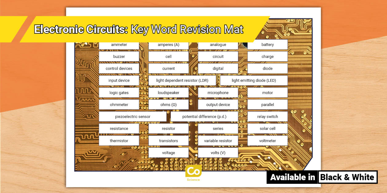Electronic Circuits Key Word Revision Mat