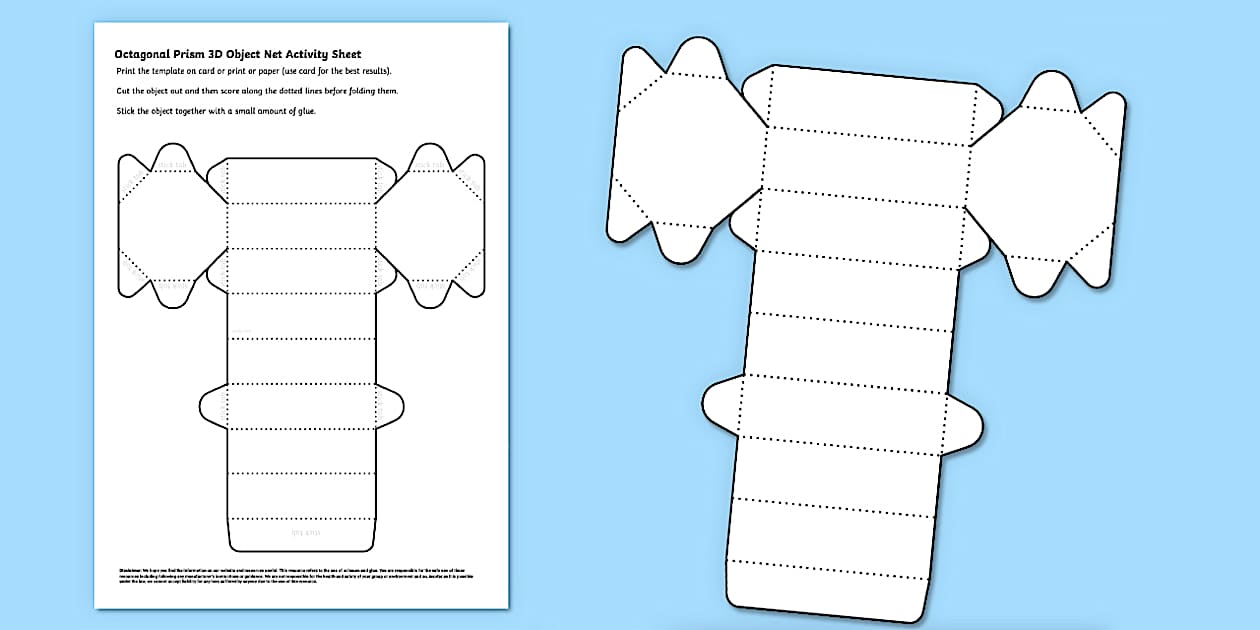 Octagonal Prism 3D Object Net Worksheet - Twinkl Aus