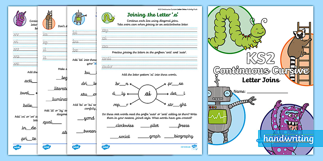 KS2 Practising Continuous Cursive Letter Joins Activity Booklet