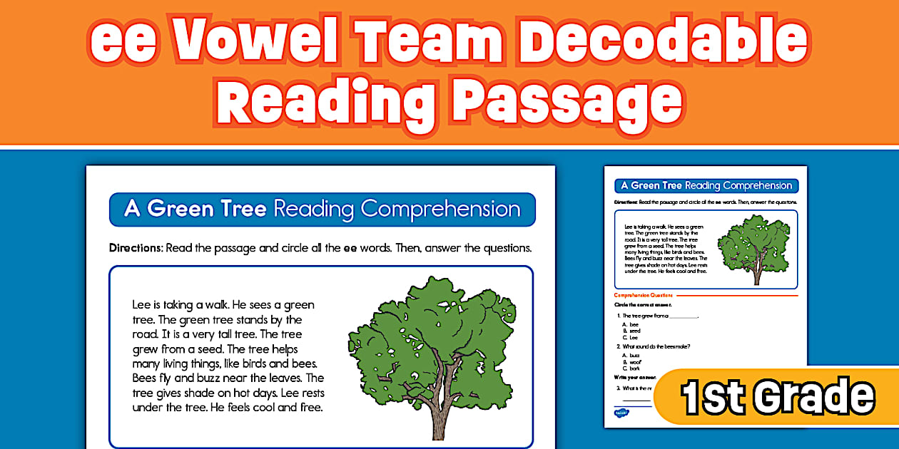 First Grade ee Vowel Team Decodable Reading Passage