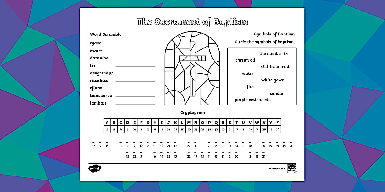 Baptism Activity Worksheet Mat | Educational Resources | Twinkl USA