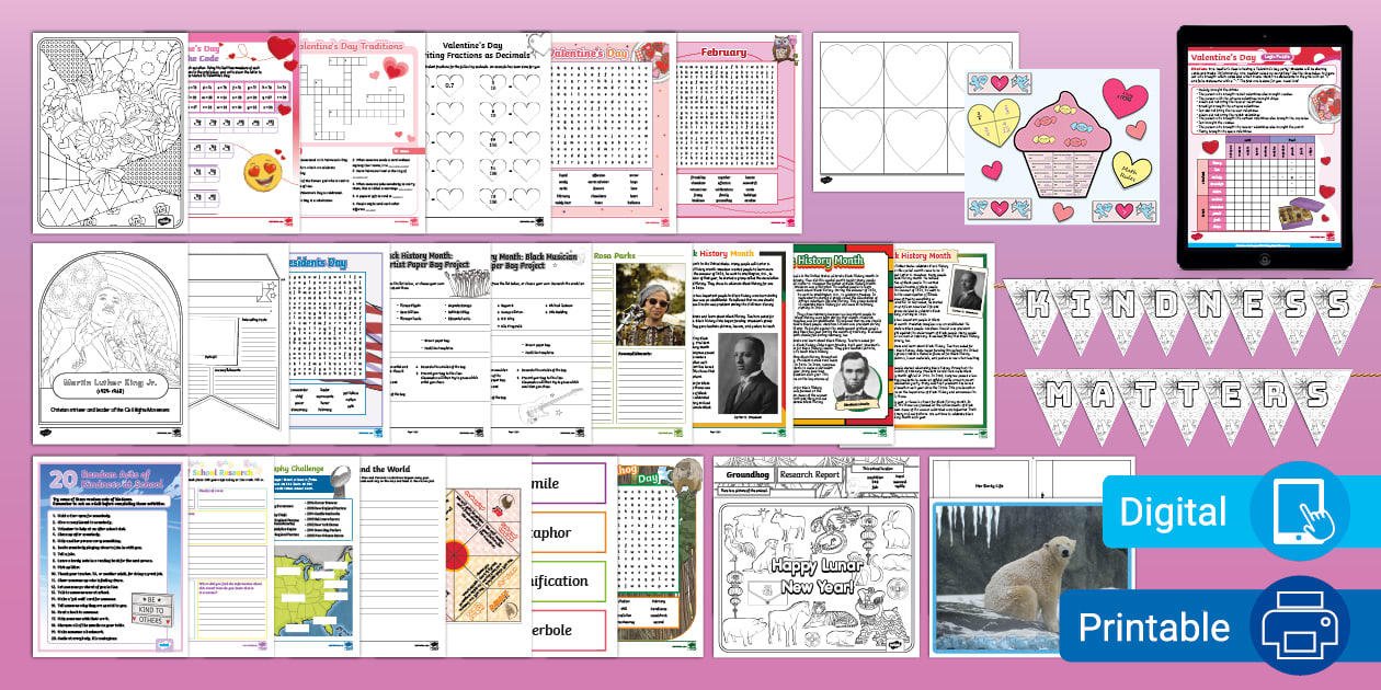 February Activities for 3rd-5th Grade | Valentine's Day, Black History ...