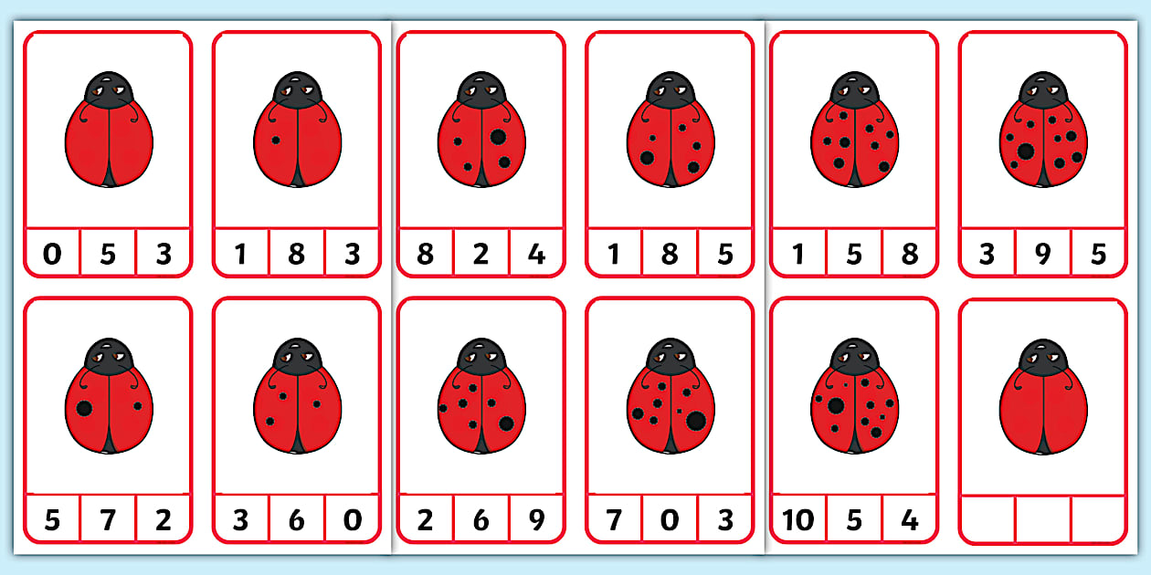 Ladybug Count and Mark Cards (teacher made) - Twinkl