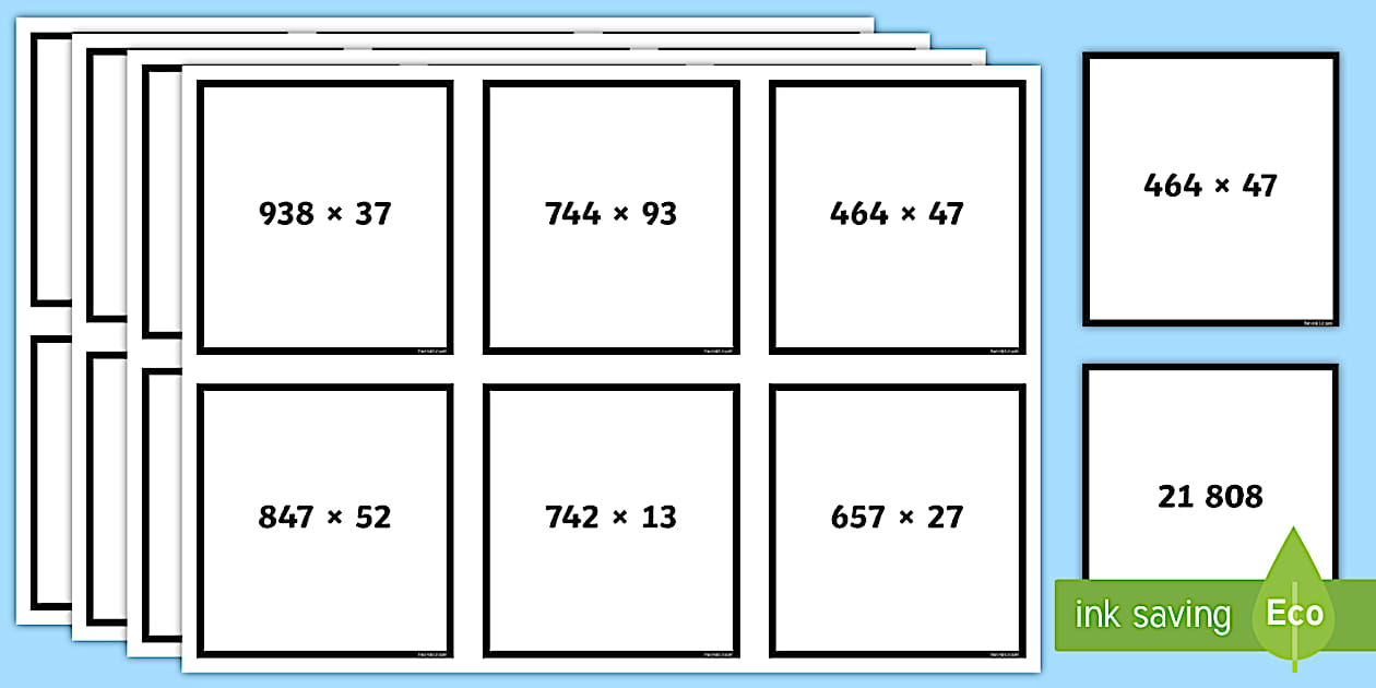 Multiplying Two-Digit Numbers Matching Cards - Twinkl