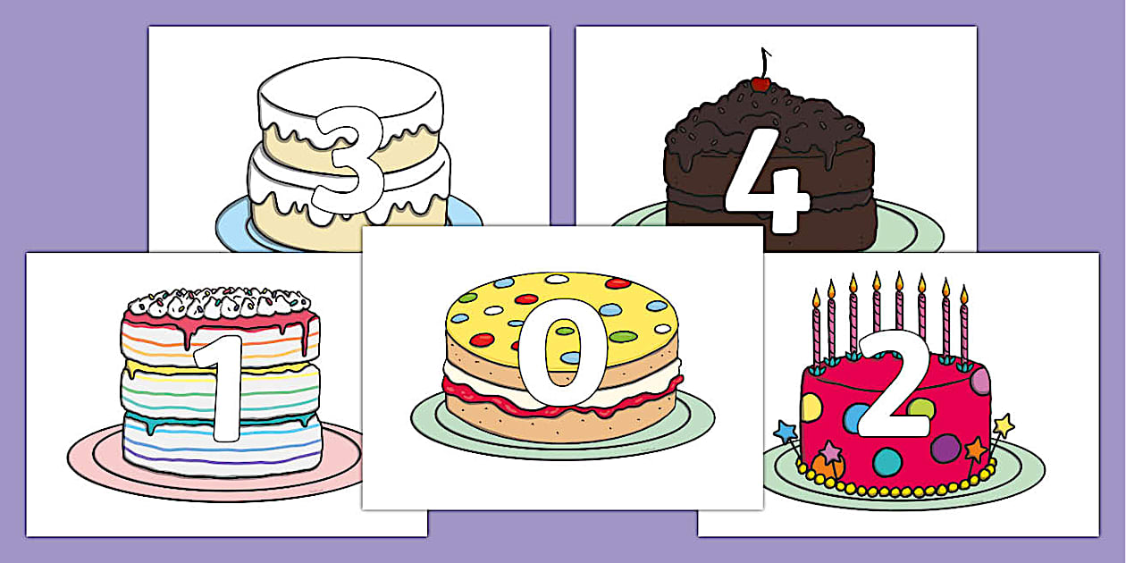 Numbers 0-10 on Birthday Cakes (teacher made) - Twinkl