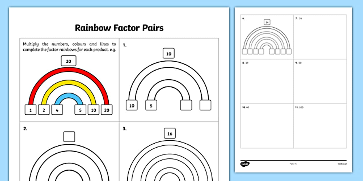 Editable Rainbow Factor Pairs (l'enseignant a fait) - Twinkl