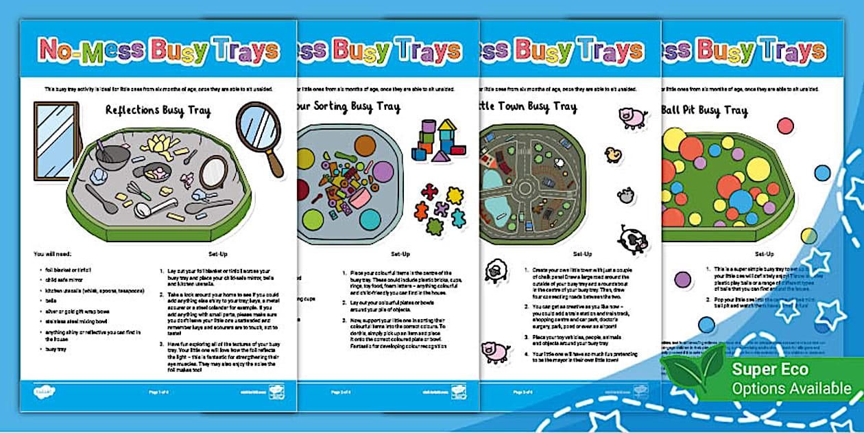 No-Mess Busy Trays | Play Trays for Toddlers | EYFS - Twinkl
