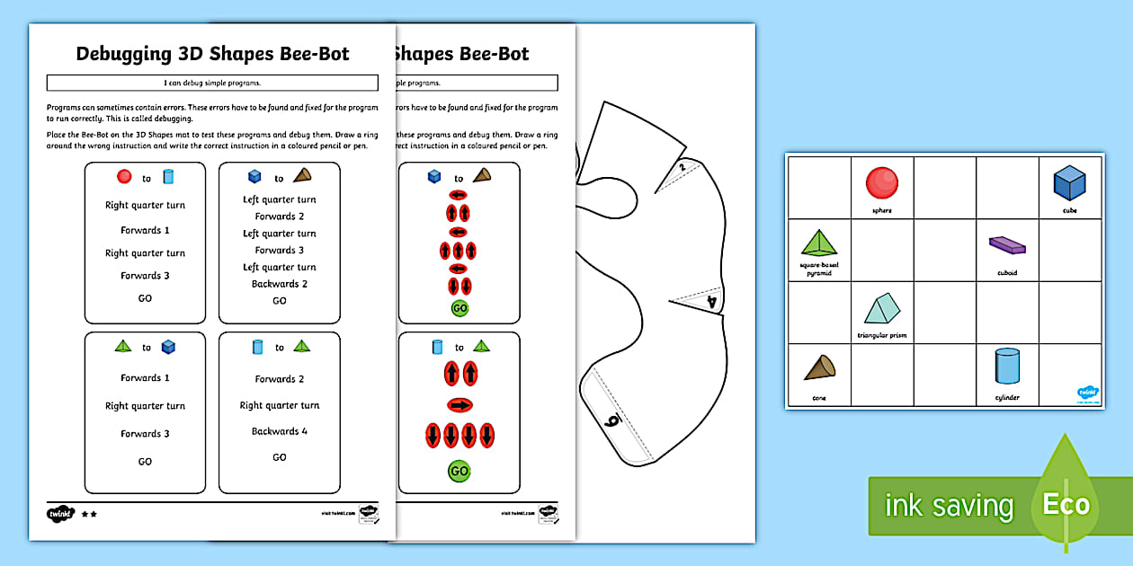Create and Debug Programs with 3D Shapes (compatible with Bee-Bot)