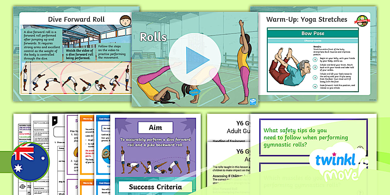 Move PE Year 6 Gymnastics: Movement Lesson 2: Rolls - Twinkl