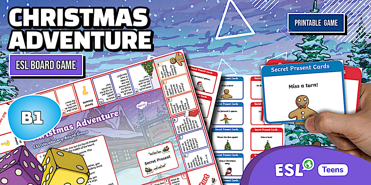 ESL Christmas Adventure Board Game by Twinkl