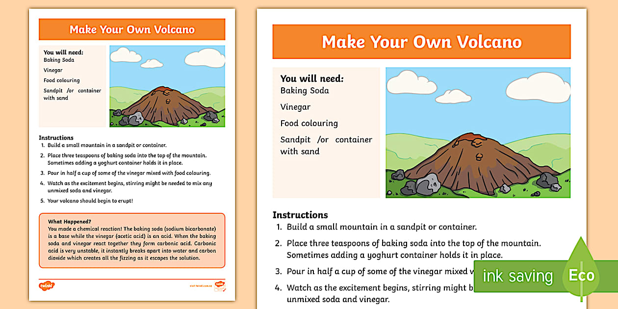 Make Your Own Volcano Worksheet - Twinkl