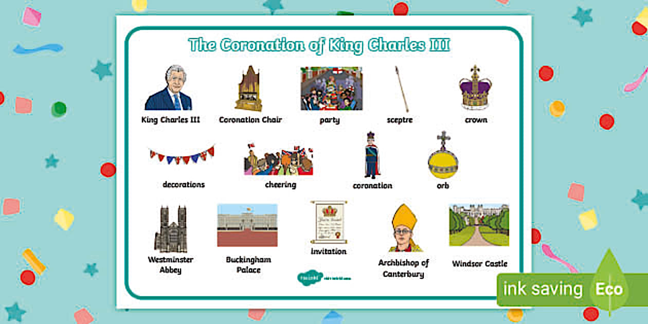 Coronation Topic Word Mat with Pictures - Phase 6 - KS1