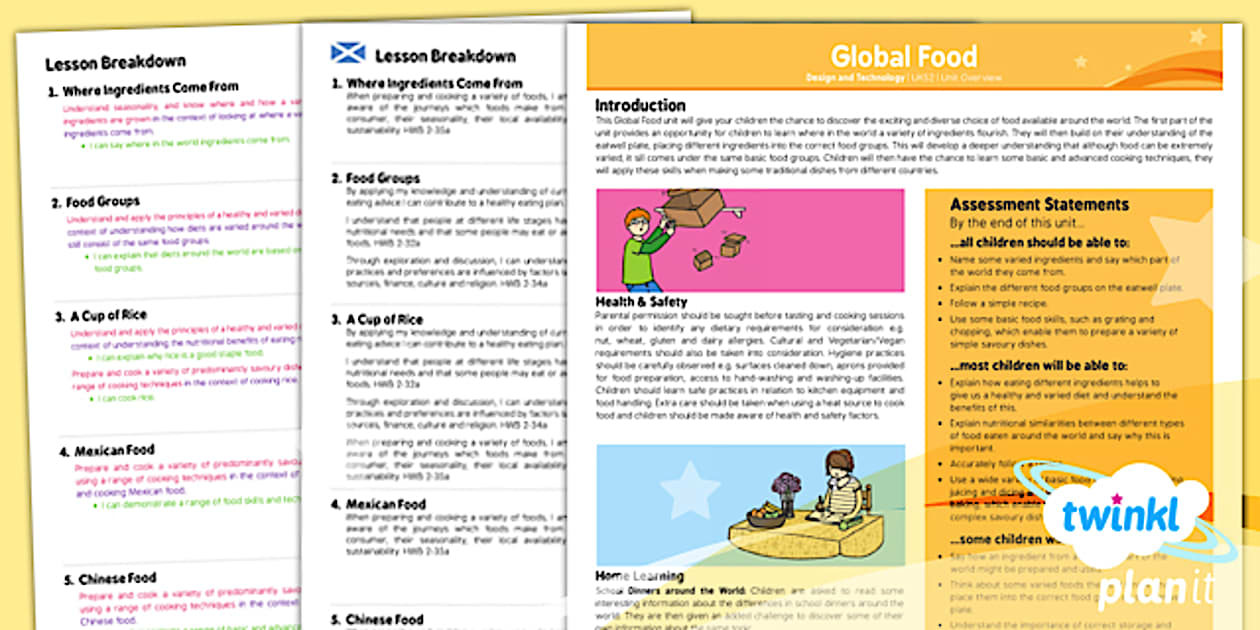 D&T: Global Food UKS2 Planning Overview CfE (teacher made)