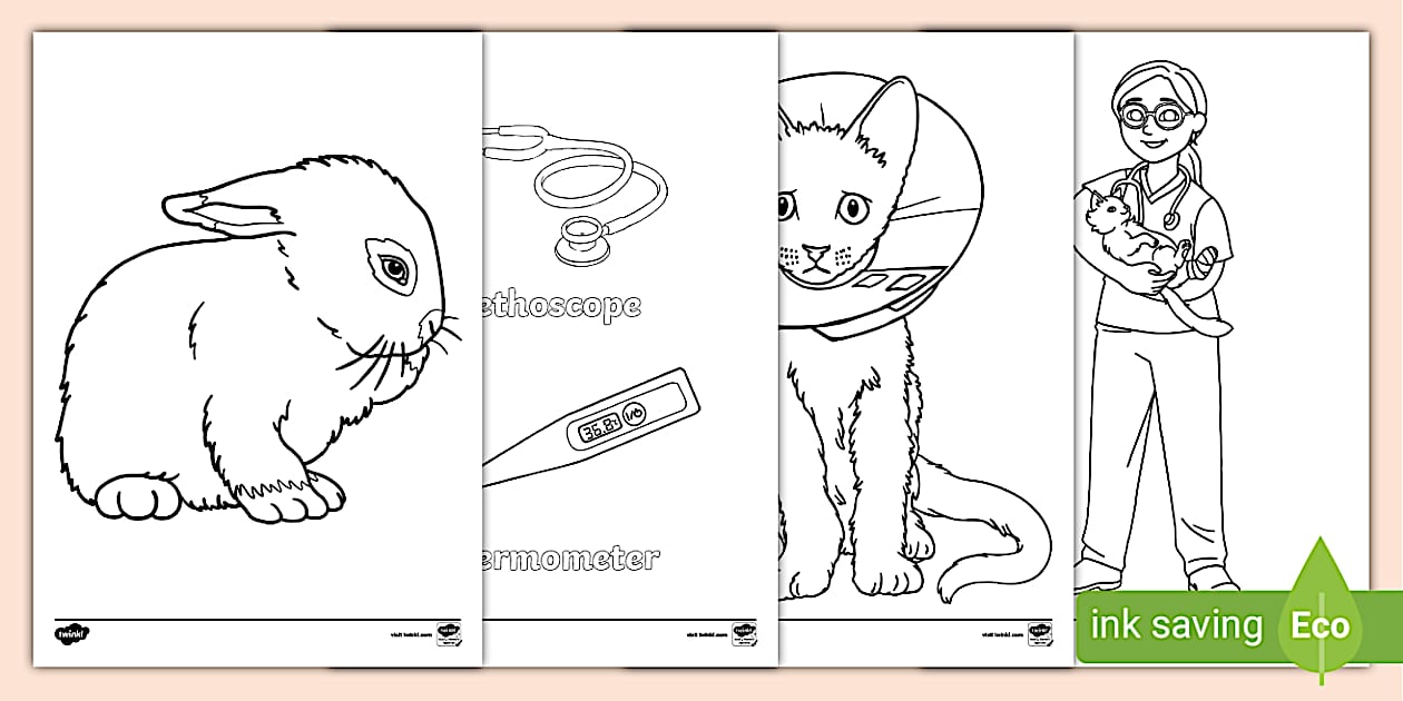 Vet Colouring Pages ELC (teacher made) - Twinkl