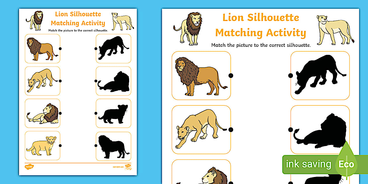 Lion Silhouette Matching Activity (teacher made) - Twinkl