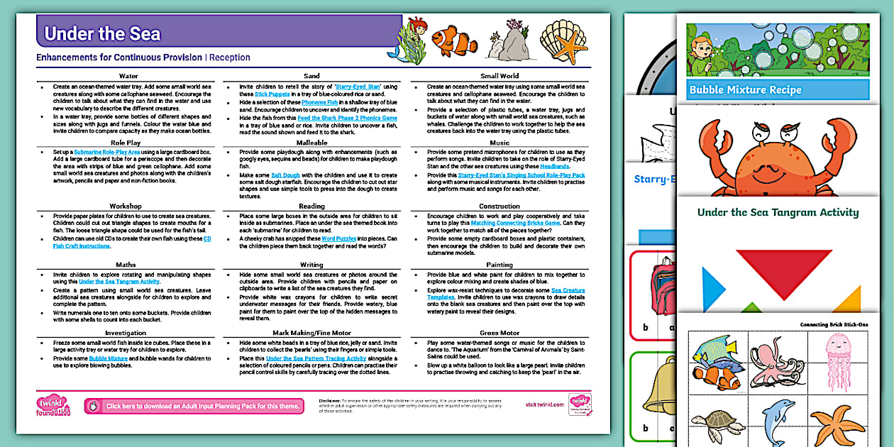 EYFS Under the Sea Continuous Provision Ideas Resource Pack