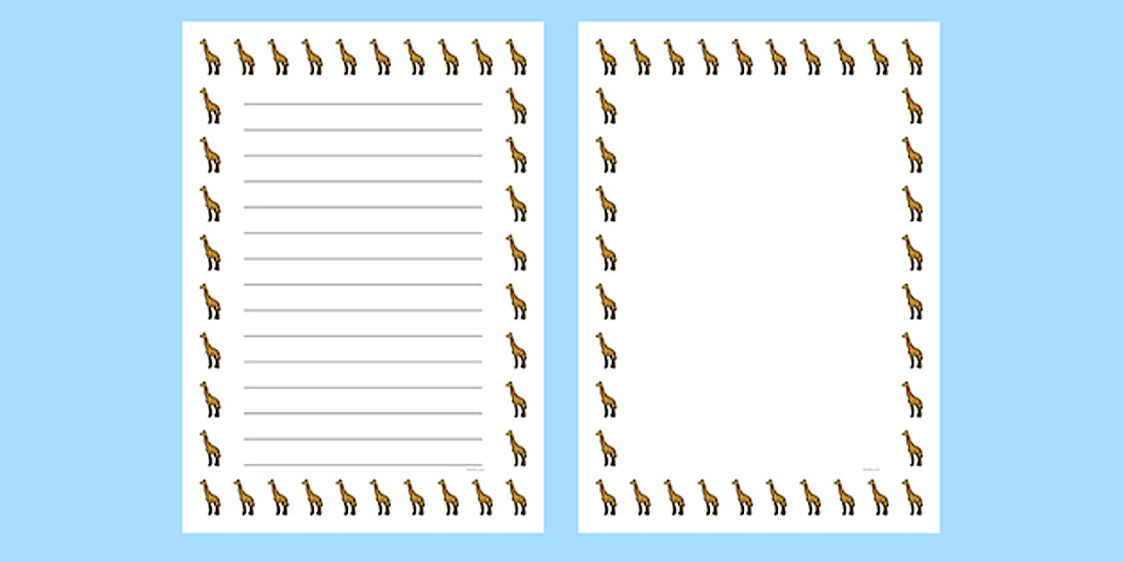 Giraffe Writing Template – Page Borders – KS1 Resource