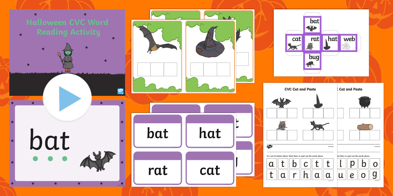 Halloween Themed CVC Words Activity Pack - Twinkl