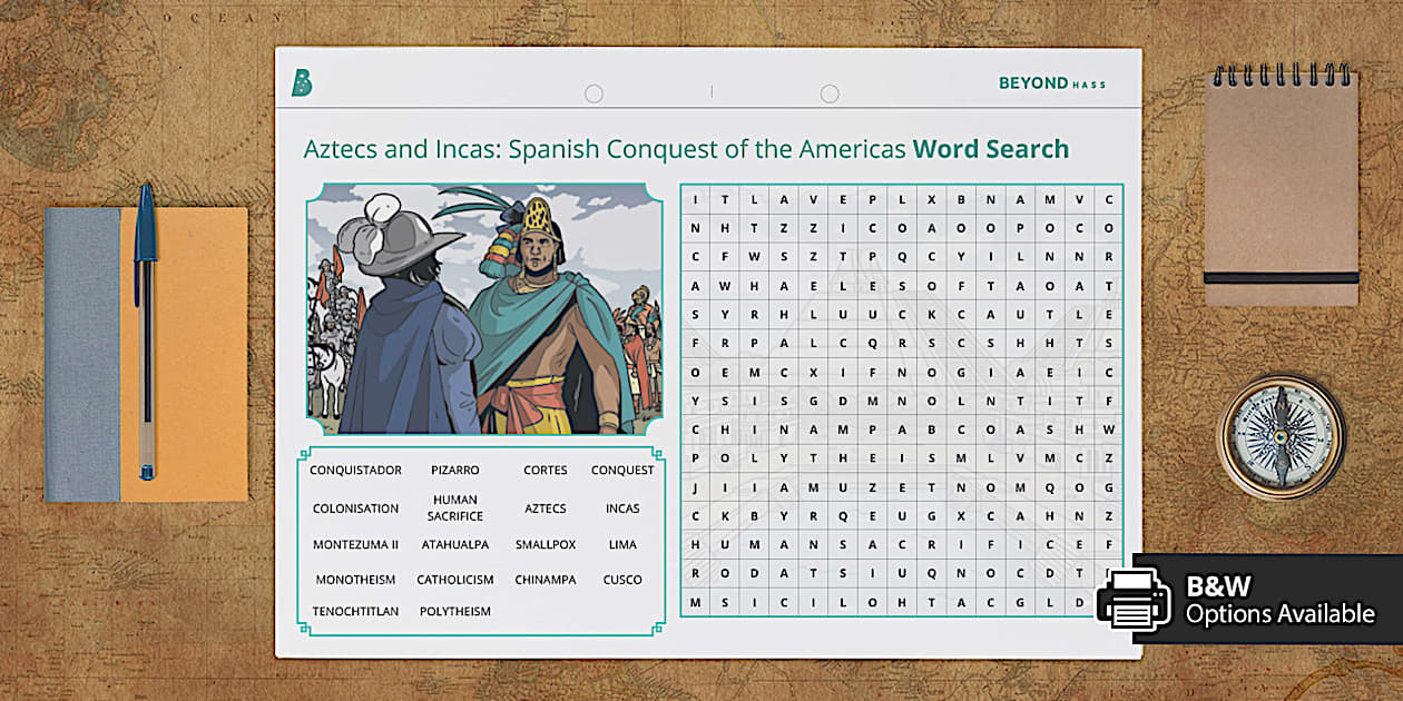 Aztecs and Incas: Spanish Conquest of the Americas Word Search