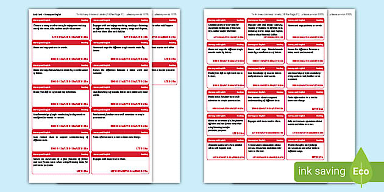 Editable CfE Early Level Reading Benchmark Assessment Stickers
