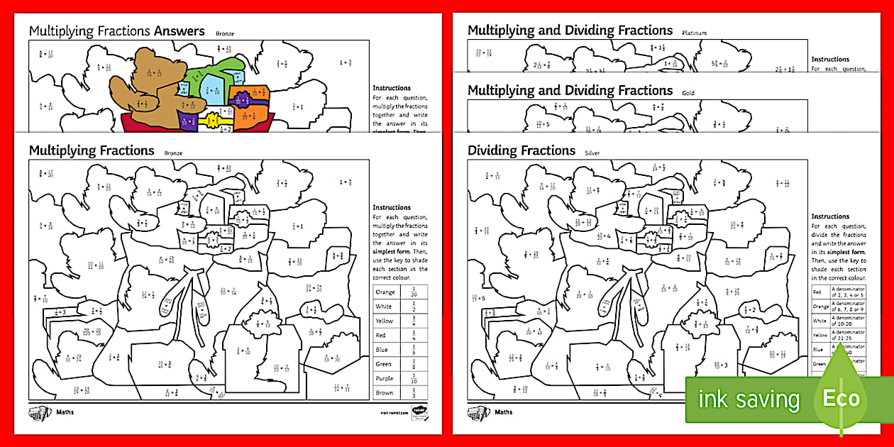 Maths Christmas: Multiplying and Dividing Fractions Differentiated ...